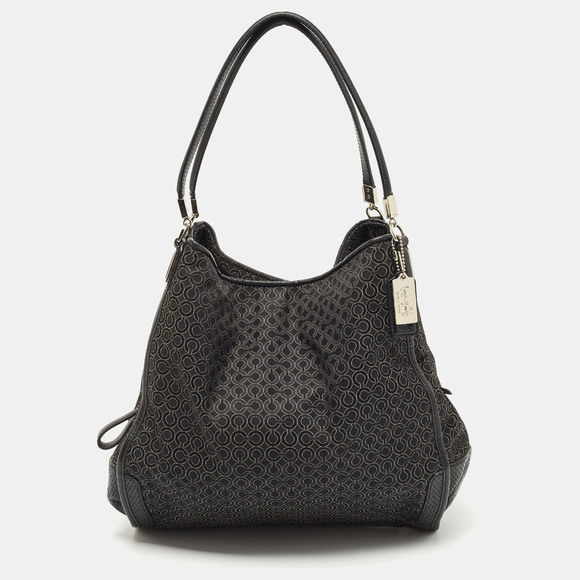Coach | Bags | Coach Black Signature Canvas And Leather Madison Phoebe ...